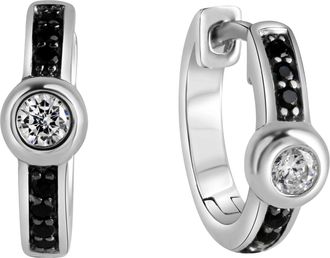 Celesta Silber Ohrring 925 Silber mit Zirkoniasteinen schwarz und weiß