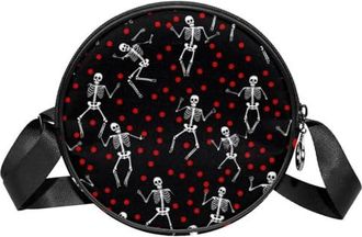 Generic Sac &agrave; bandouli&egrave;re rond rond pour femme, petit sac &agrave; bandouli&egrave;re squelette avec fermeture &eacute;clair, bretelles r&eacute;glables, d&eacute;contract&eacute; pour femmes et fille