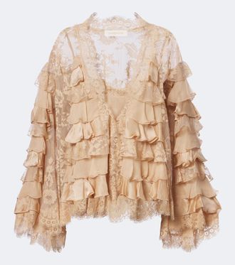Zimmermann Bluse Valiant aus Seidenchiffon mit Spitze