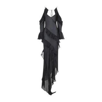 Roberto Cavalli Slipdress aus Seidenchiffon - - Dresses - Damen - Schwarzk - M