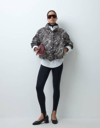 Asos Denim-Jacke mit Stehkragen und Zebra-Print im Kombiteil-Multi