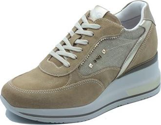 Nero Giardini E615230D Velour Col. Baskets nues pour femme en daim et tissu compens&eacute;, marron, 36 EU