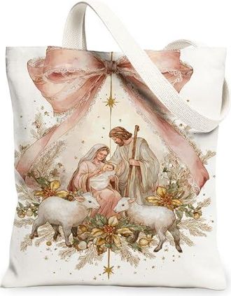 Generic Sacs fourre-tout r&eacute;utilisables en toile, motif floral de mouton, sacs d&eacute;picerie, l&eacute;gers et lavables avec bandouli&egrave;re pour Ho, blanc, 13x15 Inch