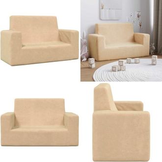 vidaXL Kindersofa 2-Sitzer Creme Weich Plüsch - Vidaxl