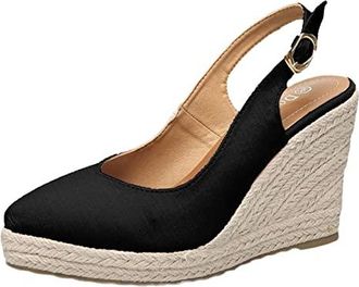 Generic Escarpins à taille haute en polaire brossée thermique pour femmes, chaussures respirantes, légères, pour bal de promo, bureau, talon moyen, Noir, 36.5