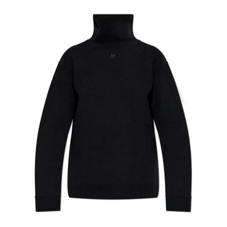 Courrèges Femme, Pulls, Noir, Taille: 36 FR Col roulé avec logo brodé