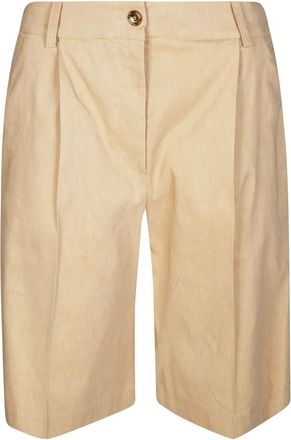 Pinko Pinko, Femme, Shorts, Beige, Taille: 36 FR Bryana Bermuda Lino Stretch