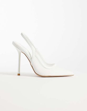 Simmi London Simmi London - Morley - Pumps aus wei&szlig;em Netzstoff mit Fersenriemen und Absatz
