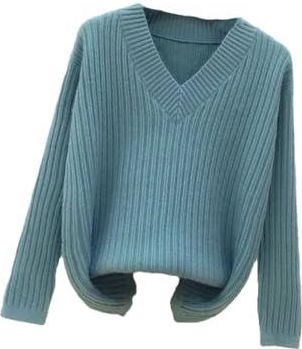 Generic Pull à col en V et manches longues en cachemire mélangé pour femme, bleu, M