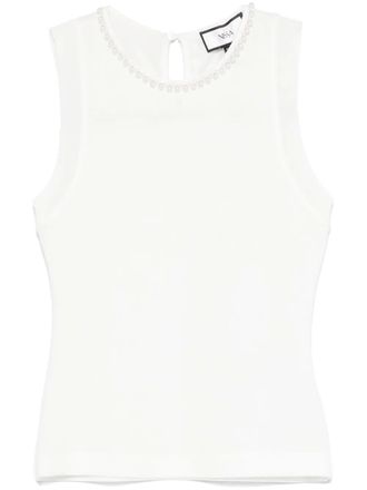 Nissa Tanktop mit Kunstperlen - Weiß