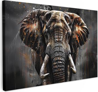 MuchoWow © Leinwandbild Groß 120x80 cm XXL Dekoration Wohnzimmer Bilder Pictures Wall Decoration Living Room Wohnungs Deko Moderne Bild Elefant - Aquarell - Wi