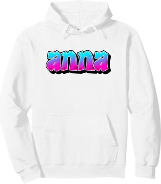 BDAZ Anna Graffiti Personalisierter Name Blau Rosa Frauen M&auml;dchen Pullover Hoodie