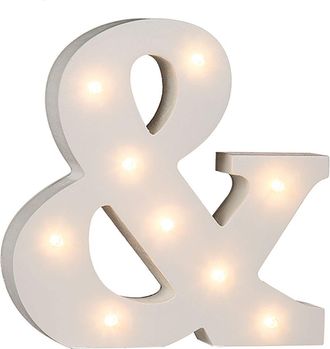 Out of the Blue Out of the Blue 57/6110 - Holz Zeichen & beleuchtet mit 9 LED Lichtern, batteriebetrieben, ca. 16 cm, Weiß