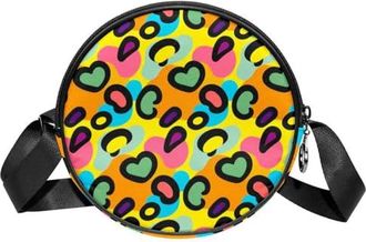 Generic Sac &agrave; bandouli&egrave;re Circle pour femme, imprim&eacute; l&eacute;opard artistique, petit sac &agrave; dos &agrave; bandouli&egrave;re avec fermeture &eacute;clair, bretelles r&eacute;glables, sac &agrave; main 