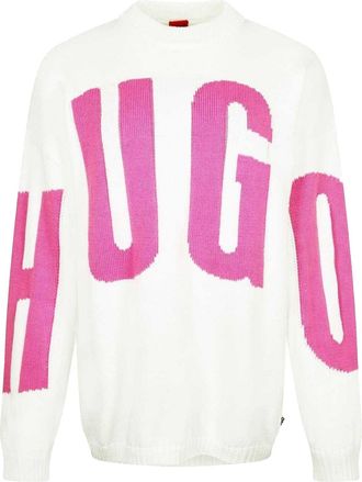 HUGO BOSS Hugo - Pullover f&uuml;r Damen, Rundhalsausschnitt, leger, Lang&auml;rmlig (Nat&uuml;rlich)