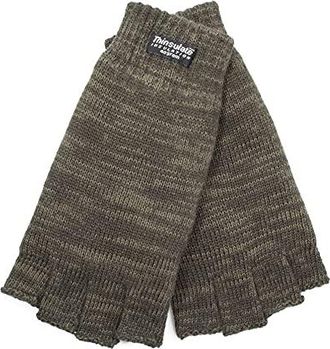 Eem Fashion EEM gants demi-doigts pour hommes, laine douce, doublure thermique Thinsulate, demi-doigts, olive S/M
