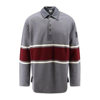 Bottega Veneta Gestreiftes Baumwoll-Polohemd - - Tops - Herren - Grau - S