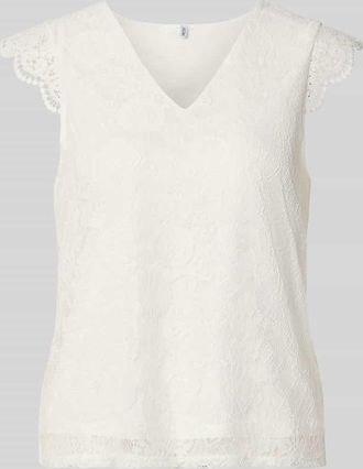 Pieces Regular Fit Blusentop mit Spitzenbesatz Modell OLLINE