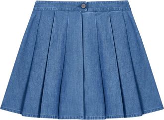 Emporio Armani Femme, Jupes, Bleu, Taille: 38 FR Eagle Club Pleated Denim Shorts