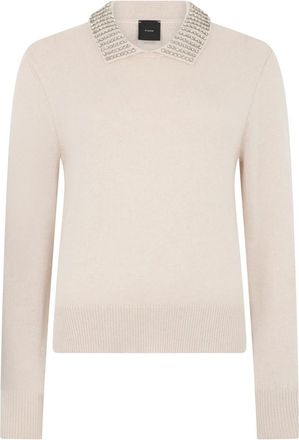 Pinko Pinko, Femme, Pulls, Blanc, Taille: 40 FR Pull en maille Ventotene avec m&eacute;lange de laine