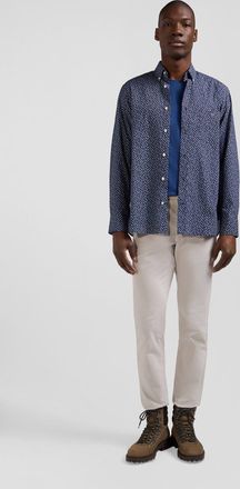 Eden Park Chemise En Popeline De Coton Bleu Marine &Agrave; Microimprim&eacute; Floral Coupe Regular