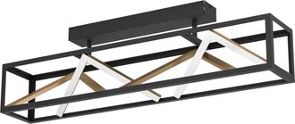 Eglo LED Deckenlampe Penela, rechteckige Deckenleuchte, Wohnzimmerlampe mit Fernbedienung, Esszimmerlampe aus Metall in Schwarz und Gold, warmweiß-kaltweiß