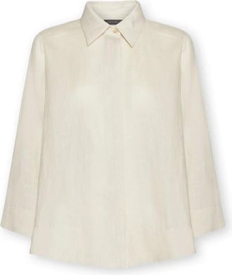 Elena Miro Femme, Blouses et Chemises, Beige, Taille: 44 FR Boxy Linen Shirt