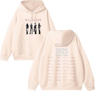Generic Deadline Hoodie 2025 World Tour Grafik-Stil Baumwoll-Sweatshirt(C beige,S)