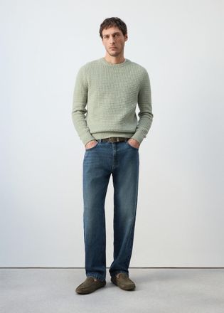 Mango Pullover mit Lochstrickmuster minzgr&uuml;n - Herren - XXL - MANGO MAN