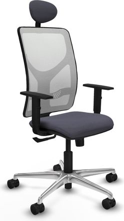 Piqueras y Crespo B&uuml;rostuhl aus Stoff, h&ouml;henverstellbar, mit Rollen, 1D-Armlehnen, h&ouml;henverstellbare Lendenwirbelst&uuml;tze und festes Kopfteil, Wei&szlig;/Dunkelgrau