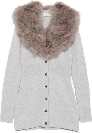 Blumarine Rippstrick-Cardigan mit V-Ausschnitt - - Knitwear - Damen - Grau - S