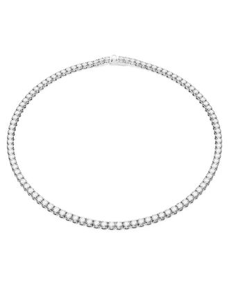 Swarovski Matrix Tennis Halskette Rundschliff, Wei&szlig;, Rhodiniert