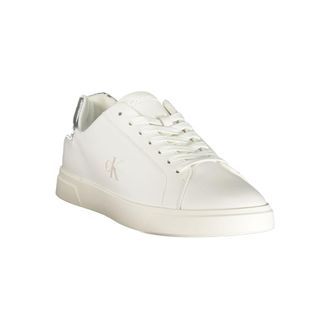 Calvin Klein Metallic-Accent Leather and Polyurethane Sneaker - White