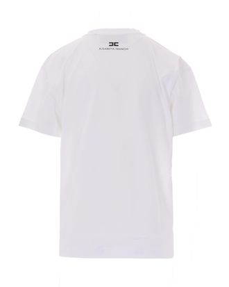 Elisabetta Franchi Womens Short-Sleeve T-Shirt Chalk Cotton T-Shirts & Jerseys