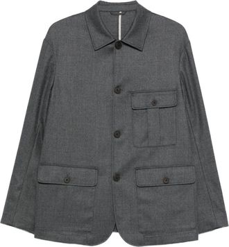 Emporio Armani surchemise en laine mélangée - Gris