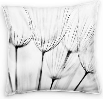Paul Sinus Art Blumen, Macro, schwarz, weiß, Pusteblume Deko Kissen 40x40cm für Couch Sofa Lounge Zierkissen - Dekoration zum Wohlfühlen