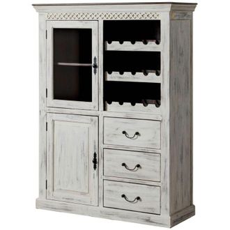 Massivmoebel24 Weinschrank Mango / Akazie 120x45x160 wei&szlig; gewachst castle-antik 116