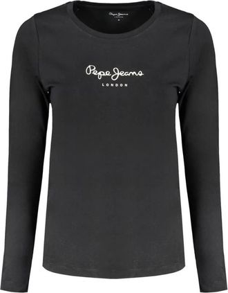 Pepe Jeans London Schwarzes Baumwoll Langarm Crew Neck Top - - Tops - Damen - Schwarzk - M