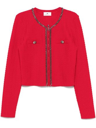 Elisabetta Franchi cardigan &agrave; coutures chevrons - Rouge