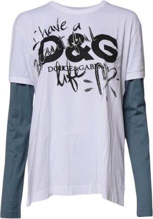 Dolce & Gabbana Femme, Tops, Blanc, Taille: 38 FR T-shirt &agrave; Manches Courtes et Col Rond