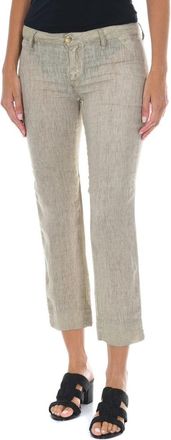 Met Leinen Capri Hose - - Trousers - Damen - Beige - W27