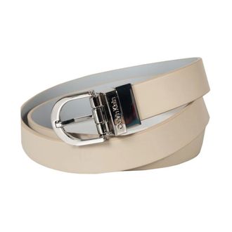 Calvin Klein Ceinture Logo Monogramme R&eacute;versible - Femme - Accessoires - Beige - Taille: 90 CM