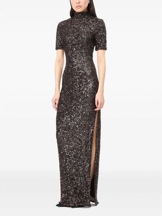 Rotate Sequin-embellished Side-slit Dress