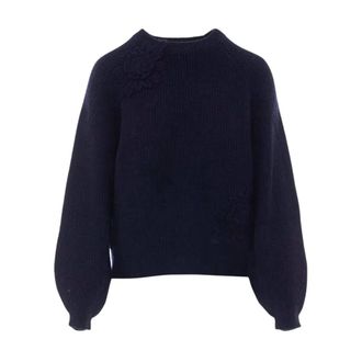 Twinset Strickpullover mit Rundhalsausschnitt - - Knitwear - Damen - Blau - M