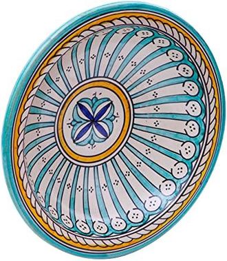 Biscottini International Dekorative Teller 32,5 x 32,5 x 9,5 cm | Keramikteller aus marokkanischem Handwerk | Küchendekorationen | handbemalte Dekorative Teller