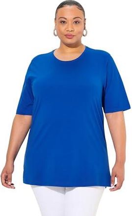 Ulla Popken T- Shirt, Rundhalsausschnitt, Relaxed, Halbarm, Bleu Roi, 60/62 FR Femmes