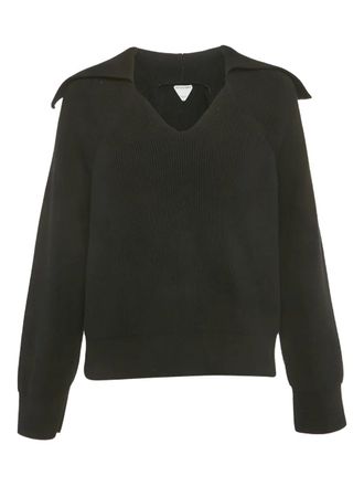 Bottega Veneta pull en maille nervur&eacute;e &agrave; col large - Noir