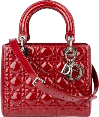 Dior Crossbody Bags - Christian Dior Quilted Patent Leather Lady Dior Ha - Gr. unisize - in Rot - f&uuml;r Damen