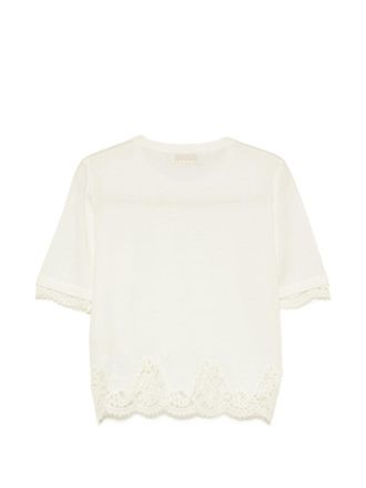 Ermanno Scervino Lace-Trimmed T-Shirt - Cream