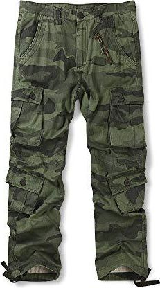 OCHENTA Homme Pantalon Cargo Militaire avec 8 Poches Pantalon de Combat dExteRieur Pantalon de Travail,44 Grande taille,Z Vert